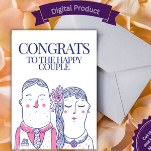 Printable Card Congrats to the Happy Couple Wedding Card Engagement ...