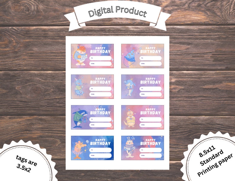 16 Printable Ocean-themed Happy Birthday Gift Tags - Etsy