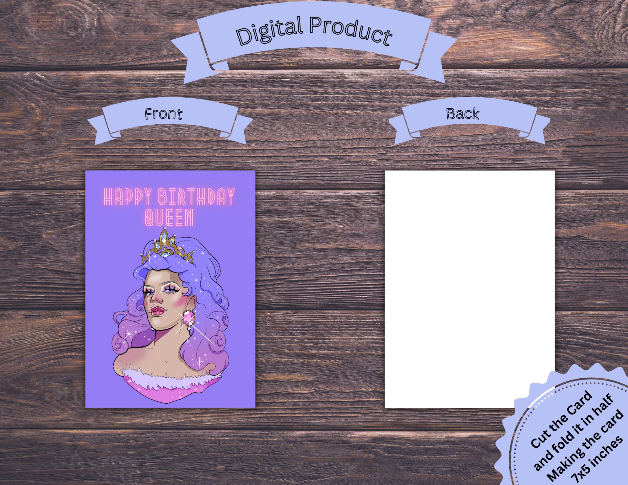 Printable Card Happy Birthday Drag Queen, Birthday Card, LGBTQ Card ...