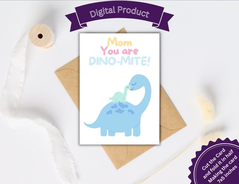 Printable Mother's Day Card, Mom You're Dino-mite, Cute Card, Birthday ...