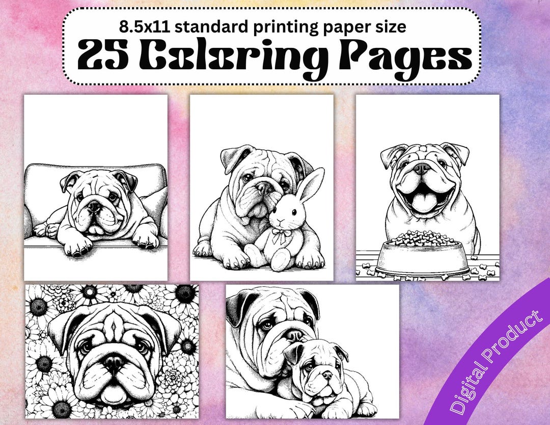 25 Printable Bulldog Coloring Pages Cute Dog Coloring for Adults Dog ...