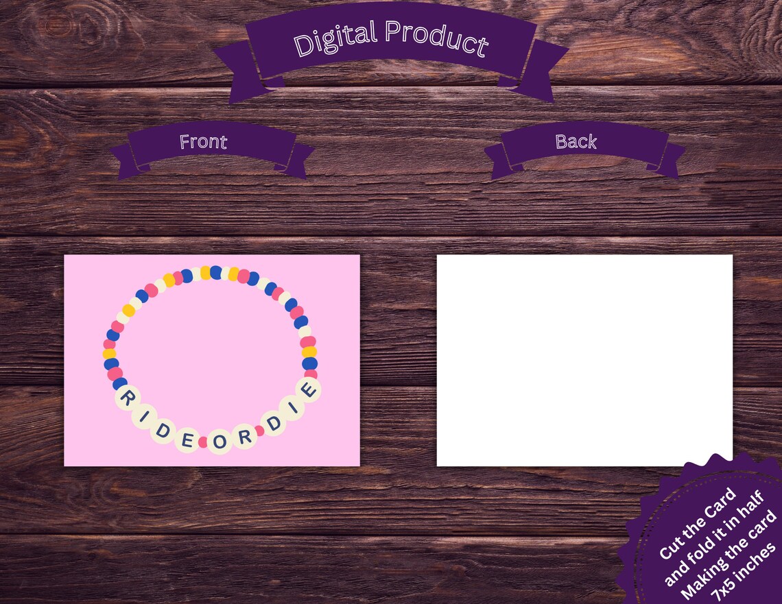 Printable Ride or Die Card Y2k Braclet Inspired Art Card for Bestfried ...