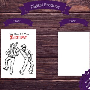 Printable Card Yee Haw I Heard It's Your Birthday, Cowboy, Cowgirl ...