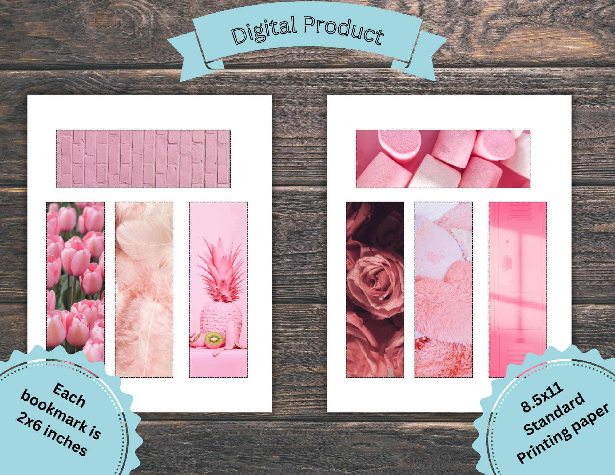 Printable Bookmarks Pink Aesthetic Pastel Pink Bookmarks for Girls Gift ...