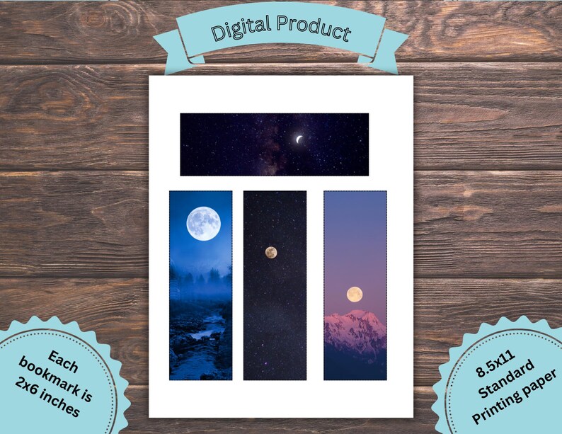 Printable Cute Moon Bookmarks Print at Home Moon Photography Beautiful ...
