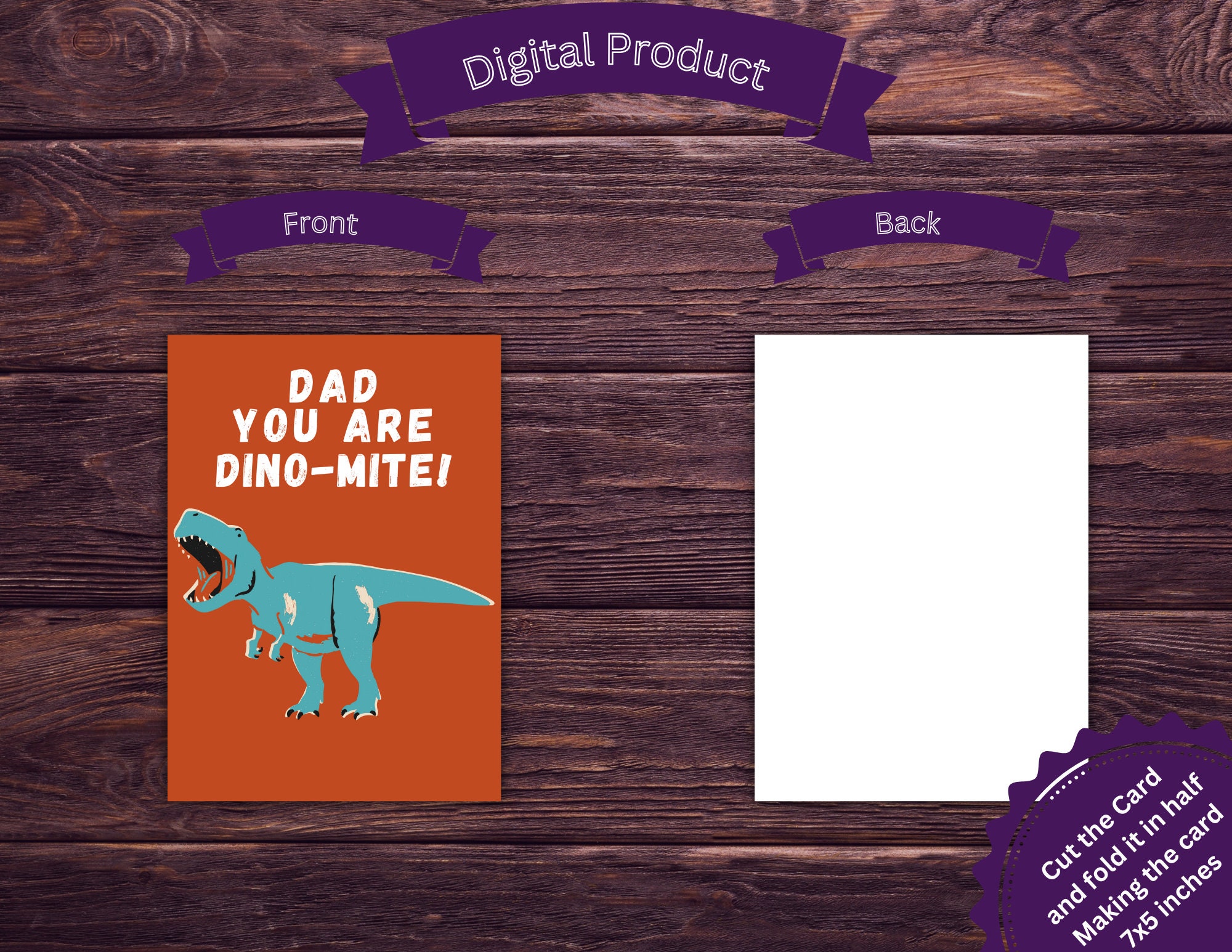 Printable Card, Dad You Are Dino-mite!, Father's Day Card, Birthday ...