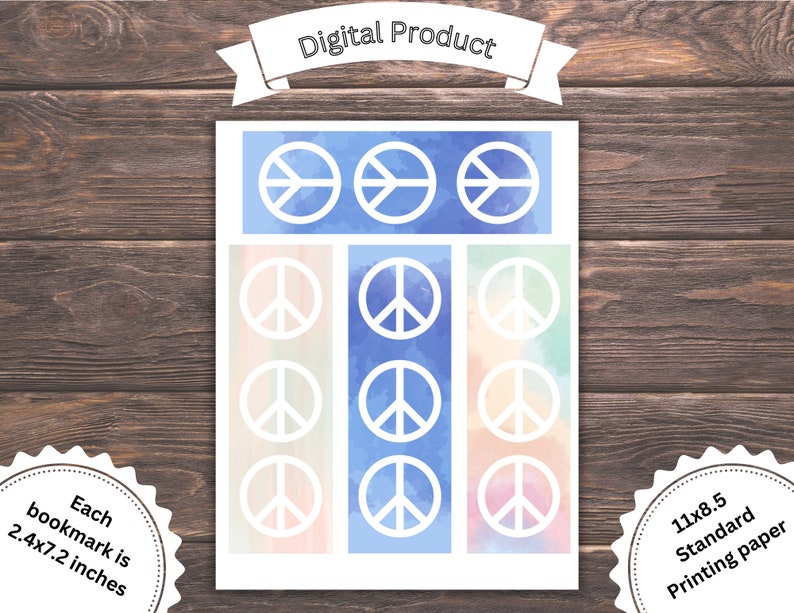 15 Printable Bookmarks Peace Signs, Hippie Themed, Peace Sign ...