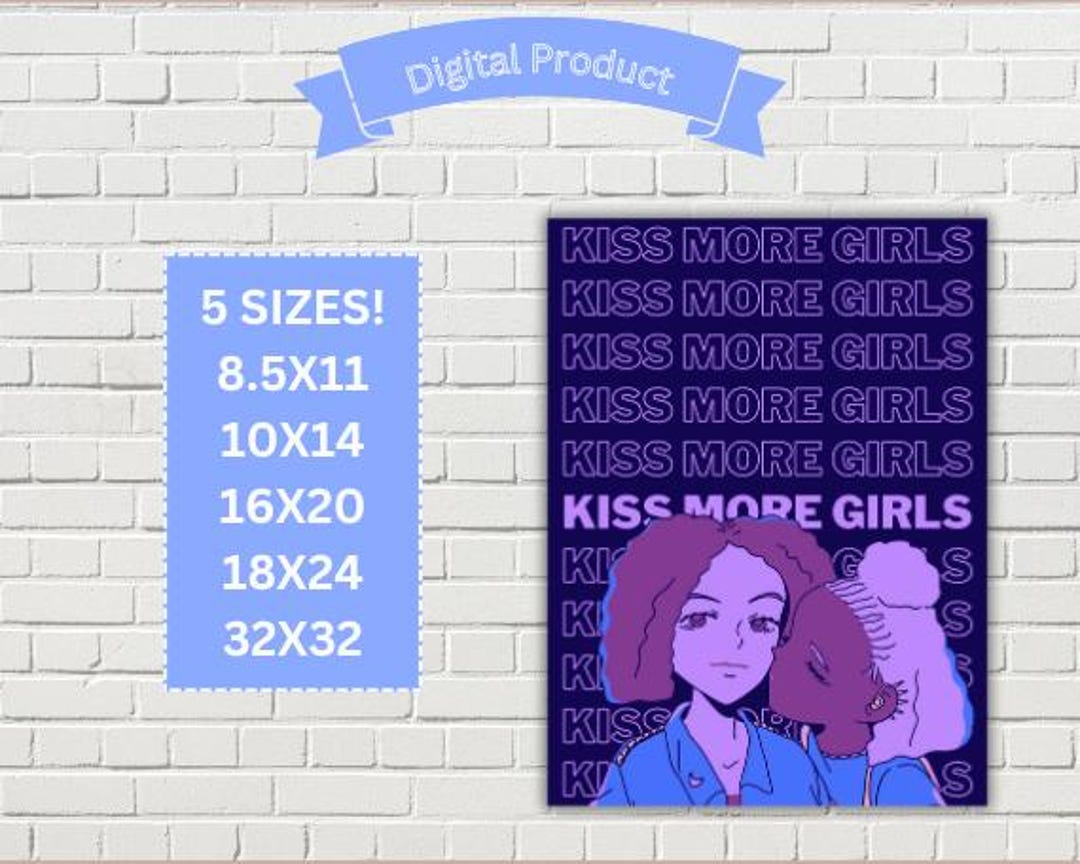 Printable Wall Art Anime Kiss More Girl Yuri Wall Art Girls Love Girls ...