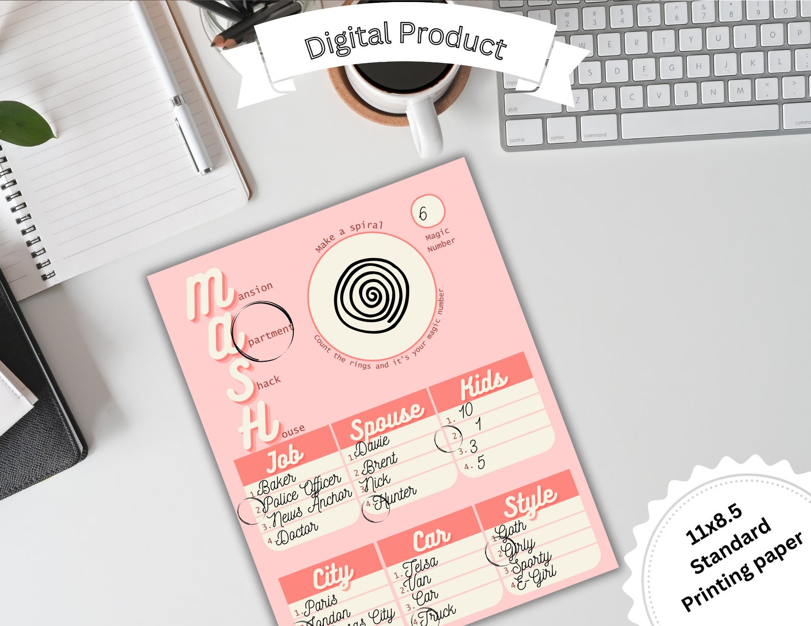 5 Printable MASH Games for Kids, Slumber Party Game, Fortune Telling ...