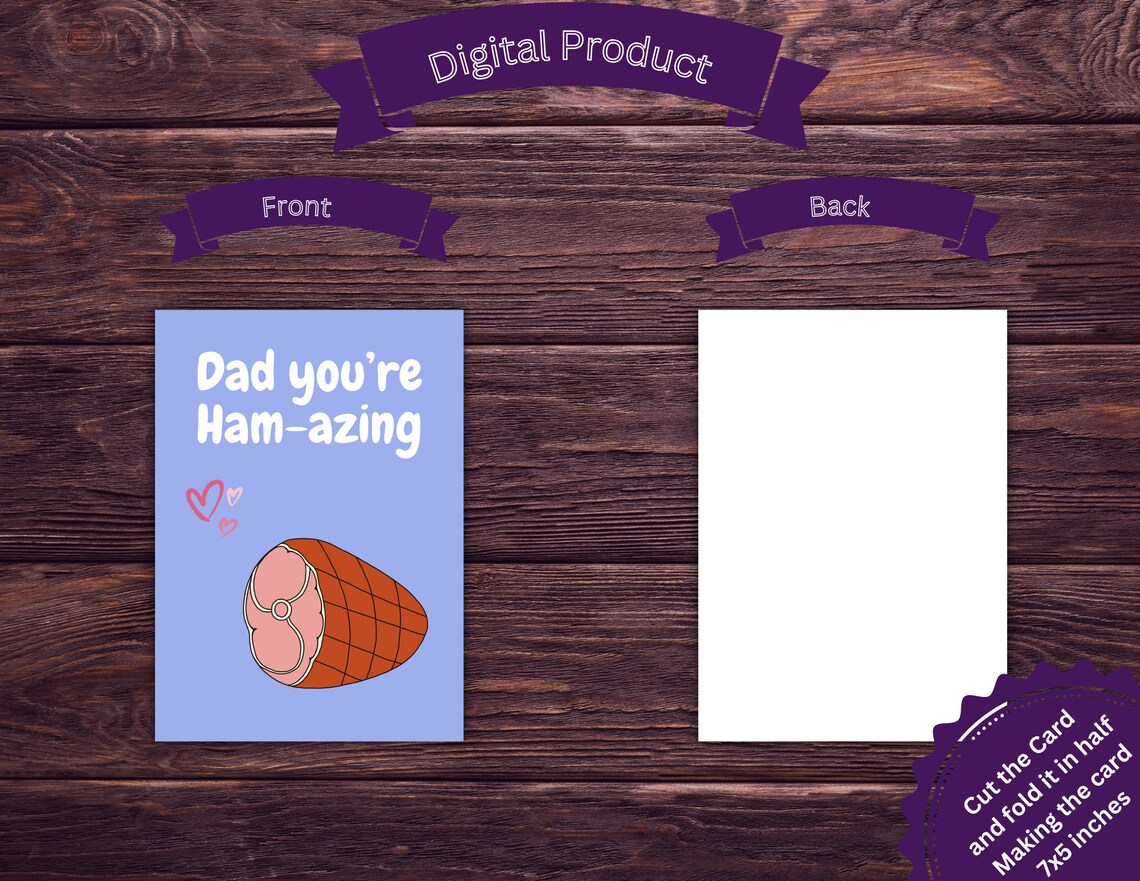 Printable Card, Dad You Are Ham-azing, Father's Day Card, Birthday Card ...