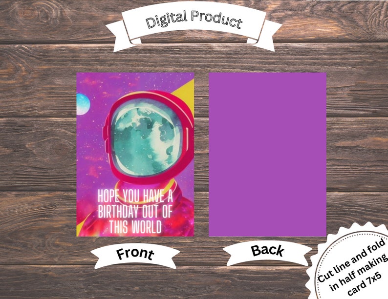 Printable Your Out of This World Astronaut Birthday Card, Space-themed ...