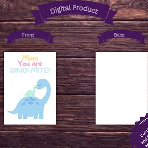 Printable Mother's Day Card, Mom You're Dino-mite, Cute Card, Birthday ...