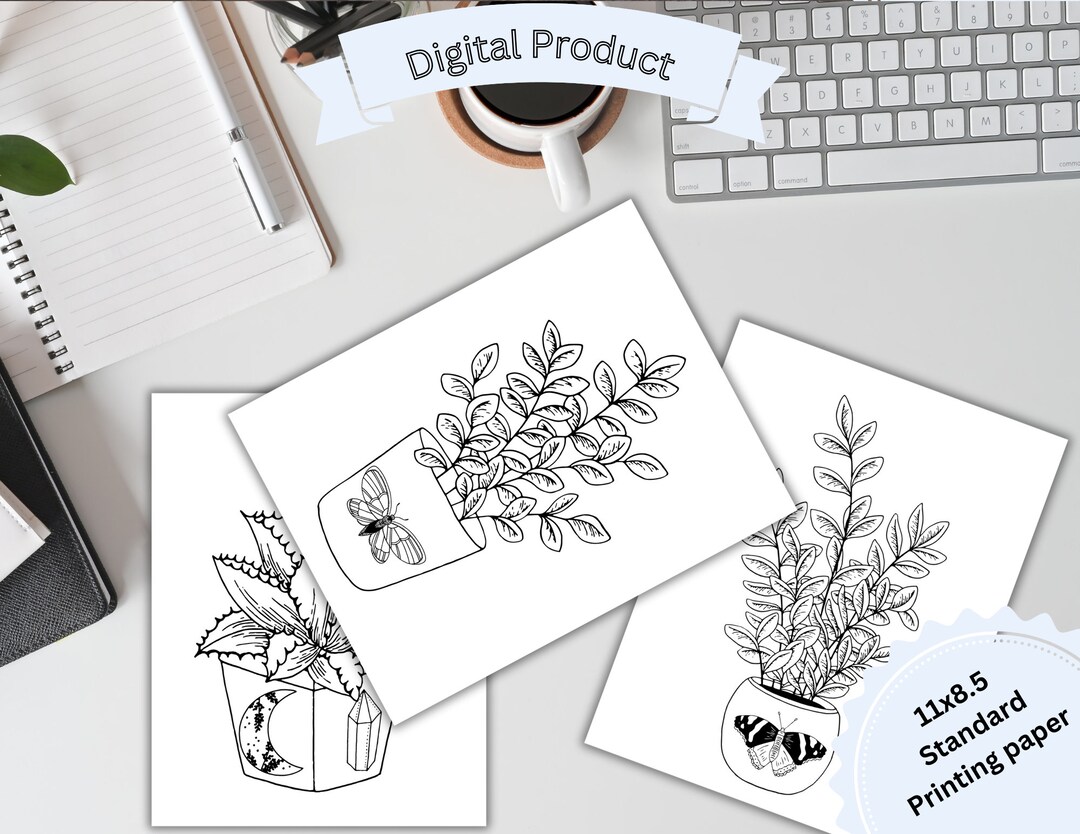 25 Printable Coloring Pages of House Plants, Potted Plants, Unique ...