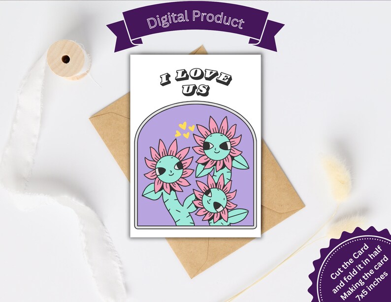 Printable Romantic Poly Card I Love Us Flowers Poly Polyamorous ...