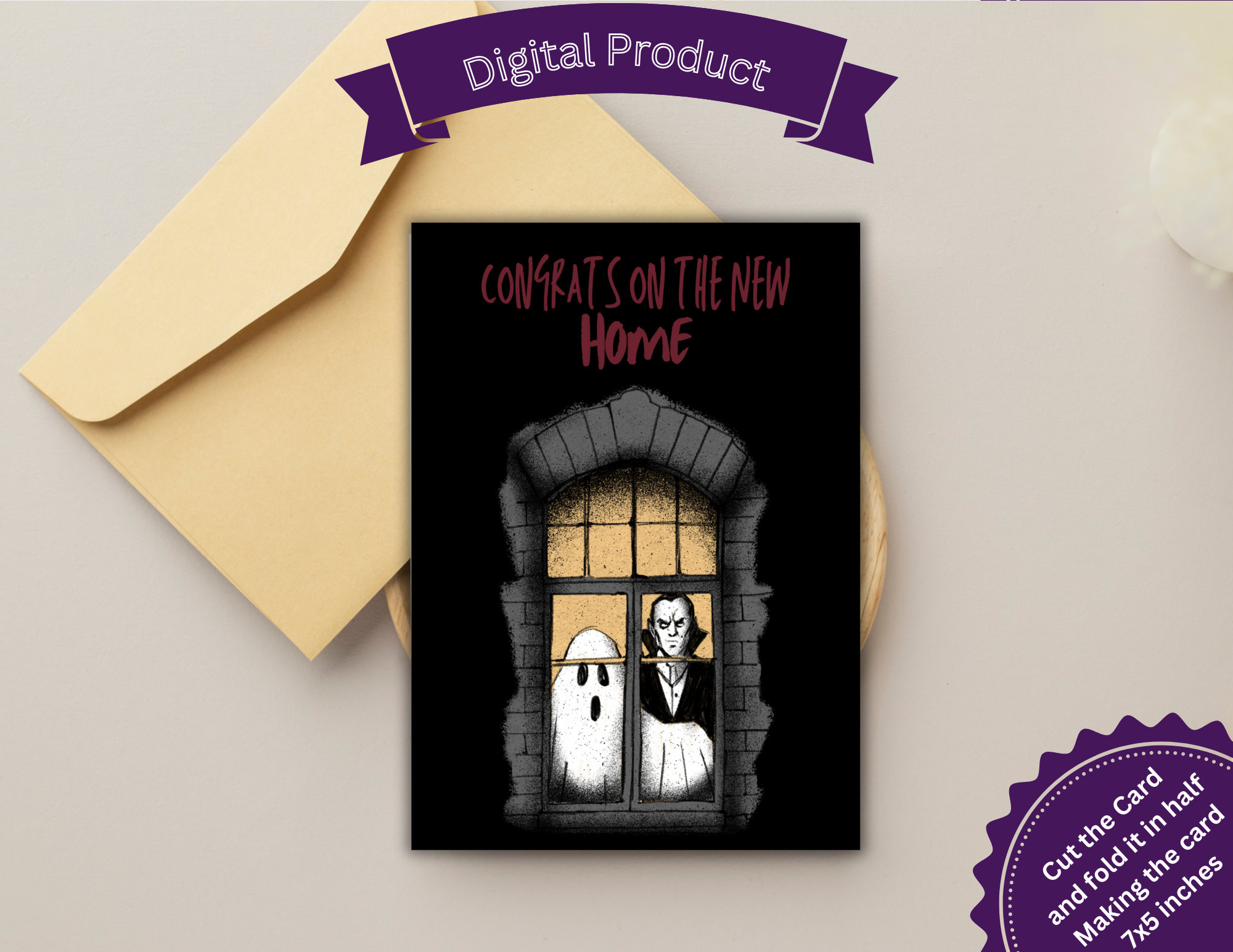Printable Housewarming Card Congrats on New Home Scary Haunted Spooky ...