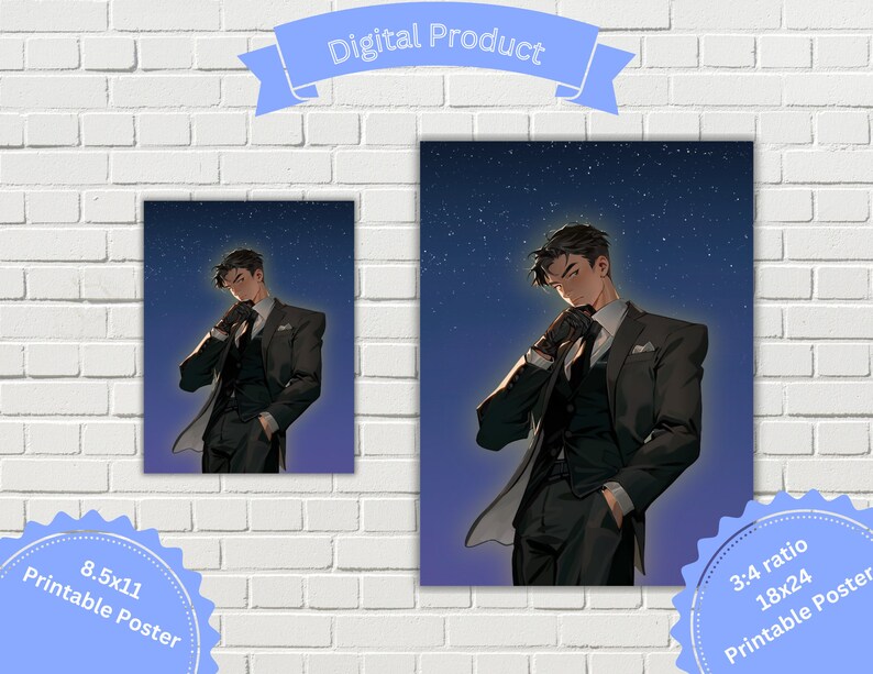 Printable Wall Art, Poster, Anime Hot Mafia Man, Night Sky, Pretty Art ...
