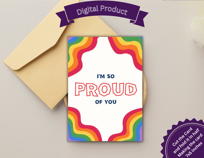 Printable LGBTQ Card, I'm so Proud of You Encouragement Card, Greeting ...