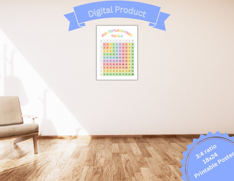 Printable Rainbow Theme Multiplication Table Worksheet and Poster for ...