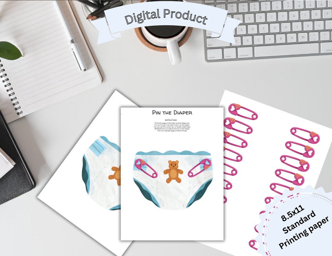 Printable Pin the Diaper, Baby Shower Game, Simple DIY Game, Instant ...