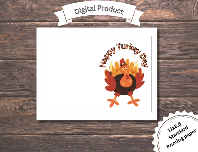 Printable Happy Turkey Day Card, Thanksgiving Card, Happy Thanksgiving ...