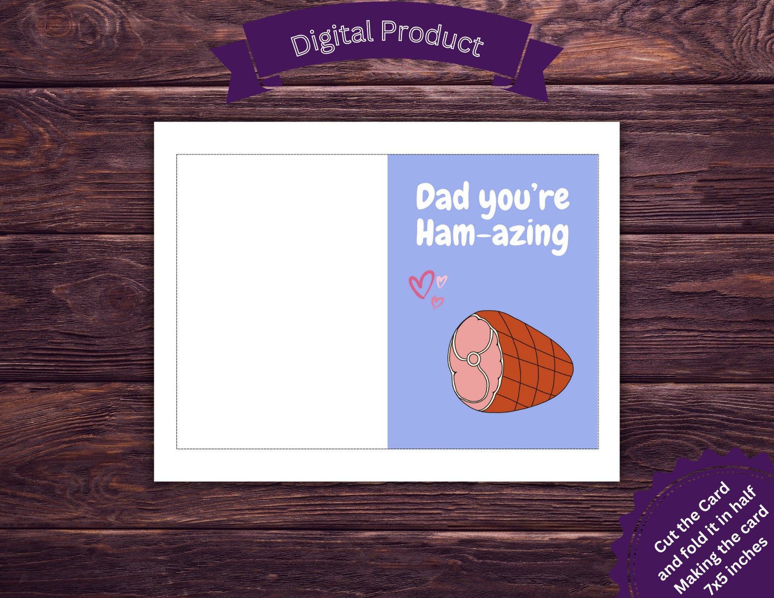 Printable Card, Dad You Are Ham-azing, Father's Day Card, Birthday Card ...