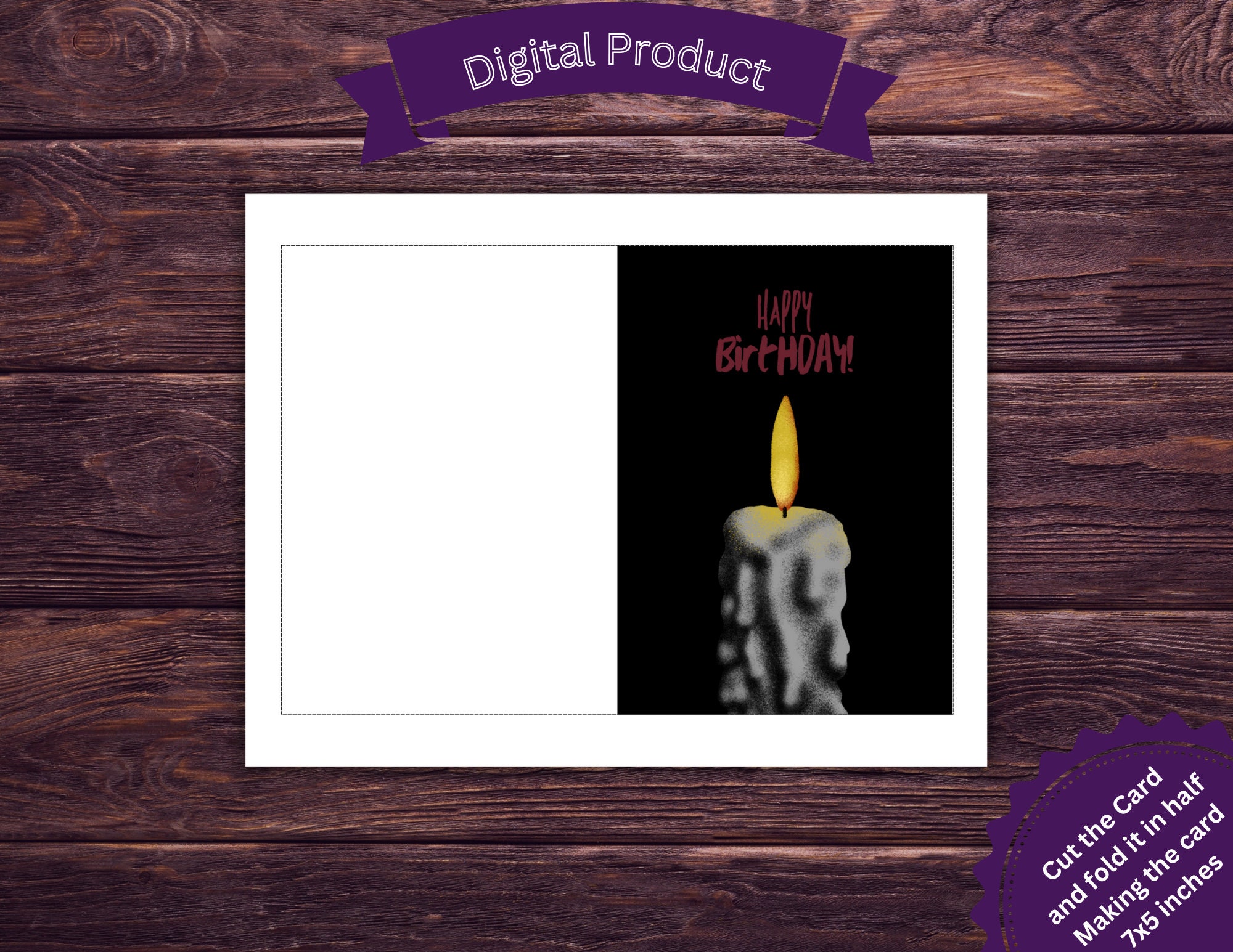 Printable Happy Birthday, Creepy Candle, Goth Card, Gothic Card ...