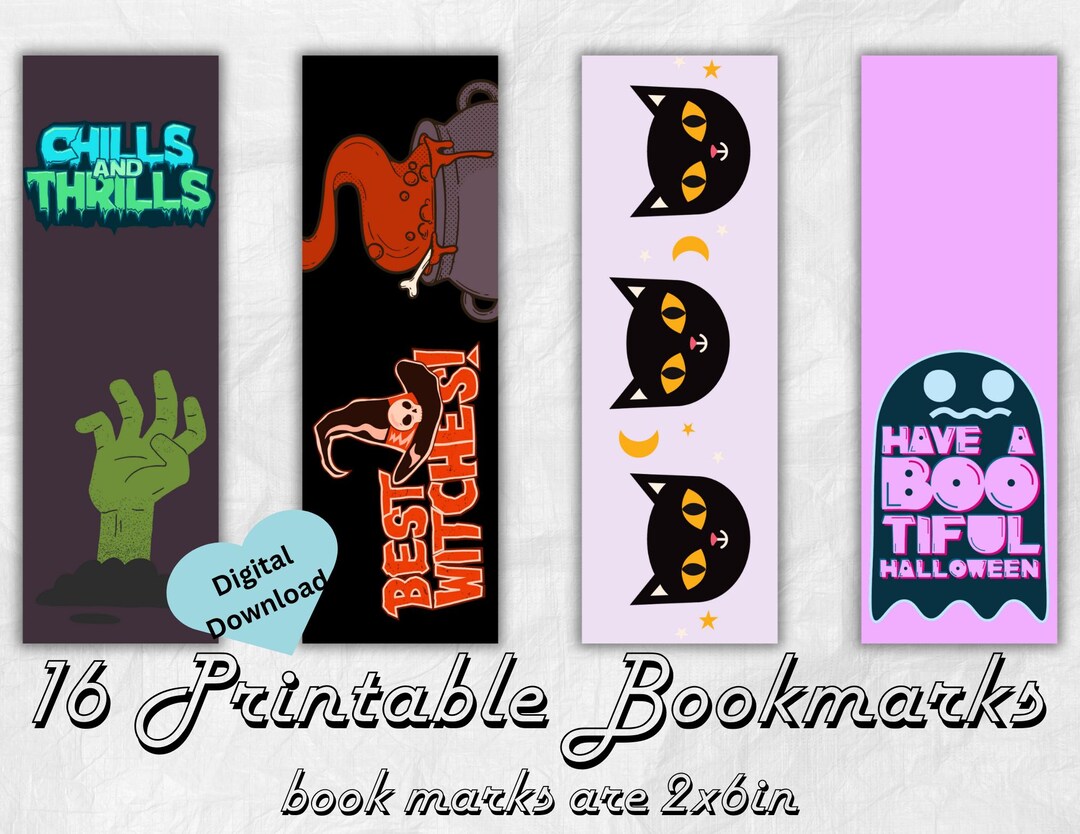 16 Cute Halloween Bookmarks, Halloween Spooky Season, Creepy Bookmarks ...
