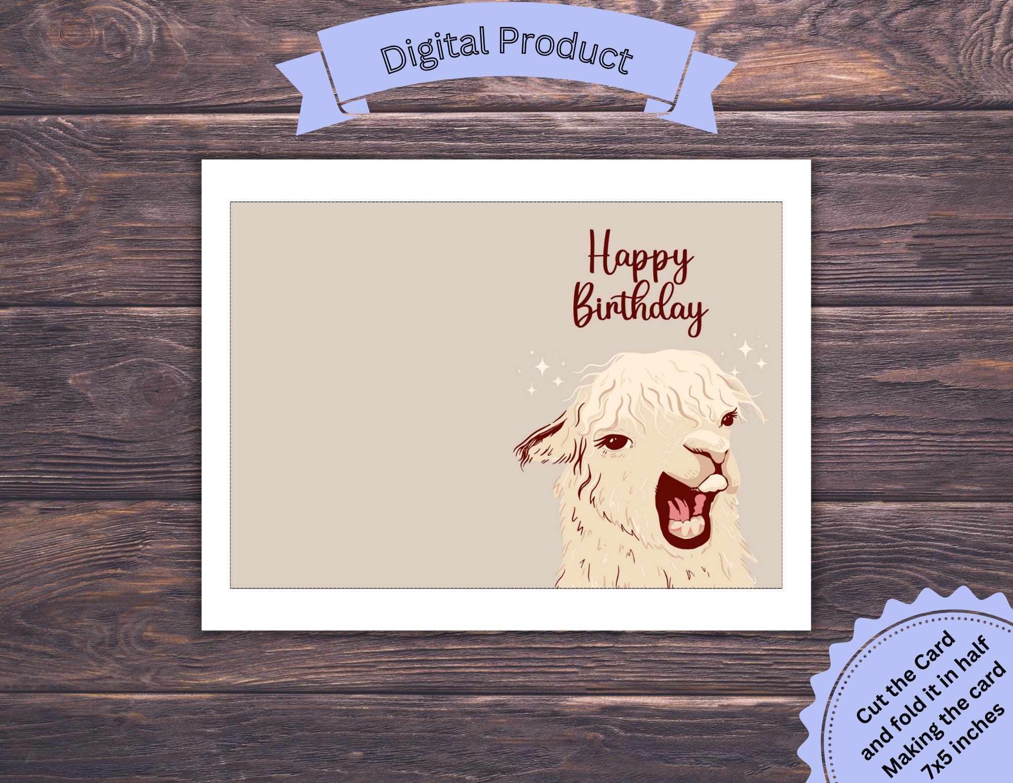 Printable Happy Birthday Llama Card, Funny Smile Card, Birthday Llama ...