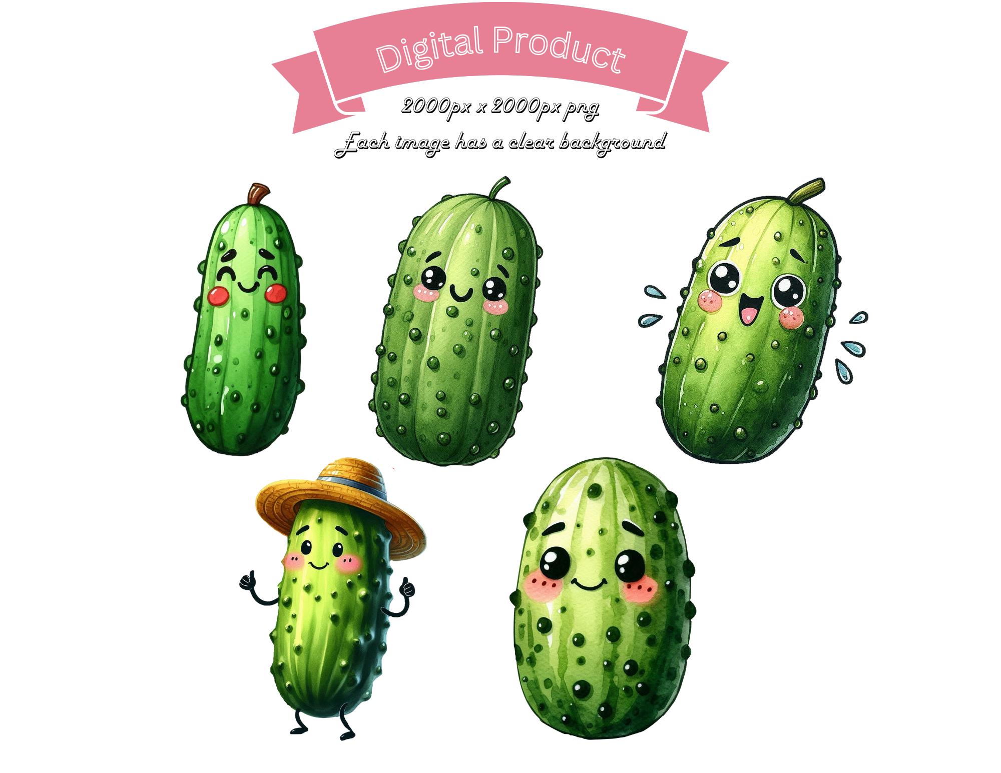 20 Pickle Characters Clipart PNG Watercolor Pickles Clip Art Painting ...