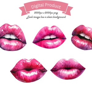 20 Watercolor Lips Clipart Red Lips Kiss PNG, Pink Lips Clip Art ...