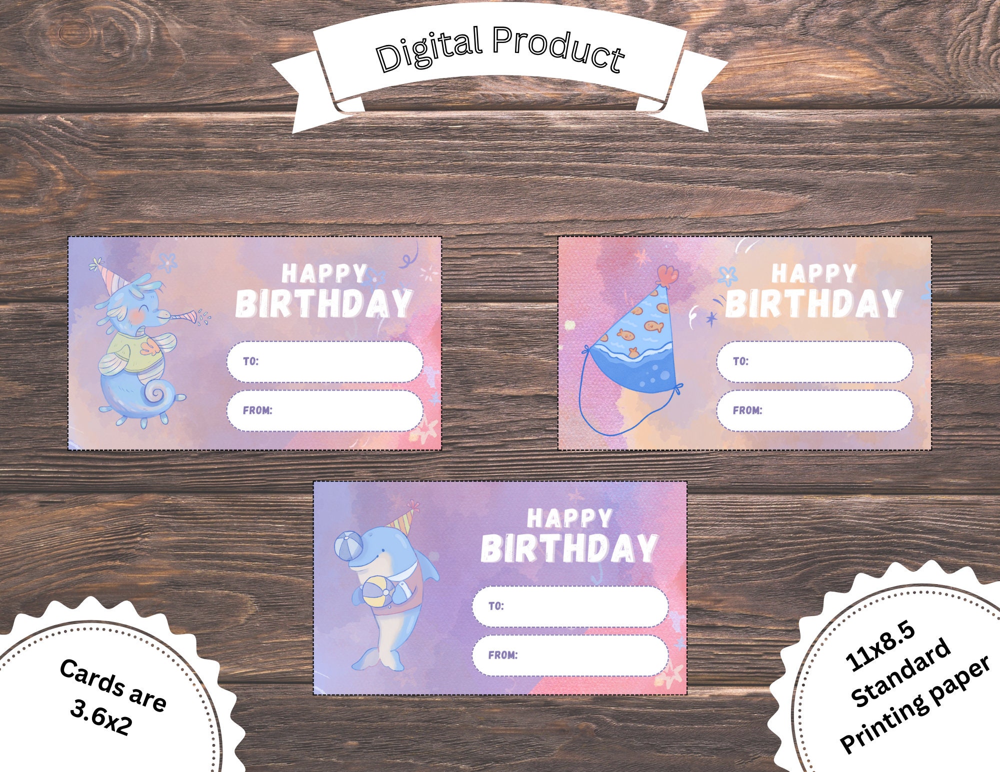16 Printable Ocean-themed Happy Birthday Gift Tags - Etsy