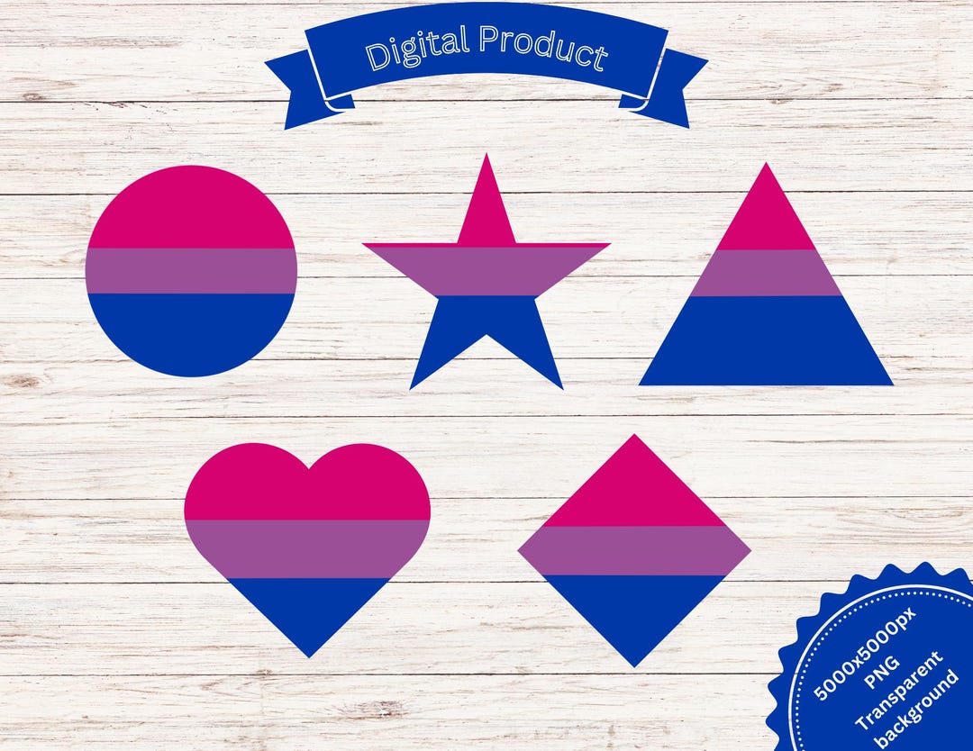 Clipart Bisexual Flag Shapes Star, Heart, Triangle, Diamond, Star ...