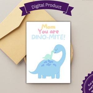 Printable Mother's Day Card, Mom You're Dino-mite, Cute Card, Birthday ...