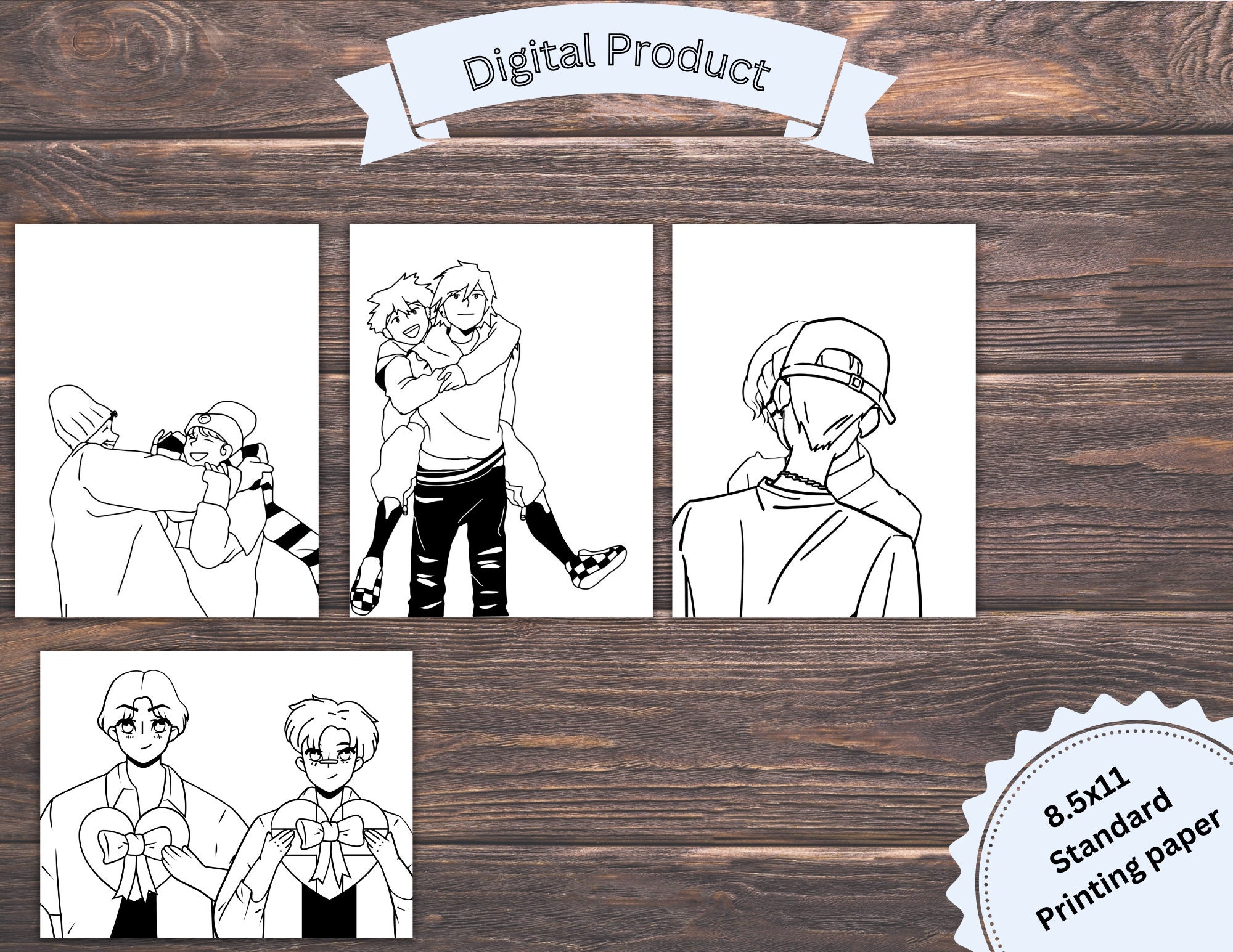 25 Printable Coloring Pages, Gay Anime Coloring Pages, Adult Coloring ...