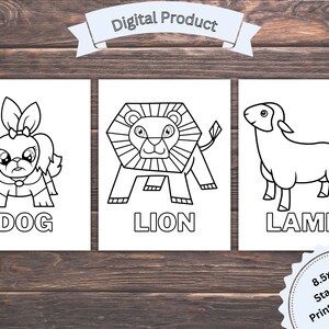 25 Printable Coloring Book, Pages Learning Animals, Kids Activity, for ...