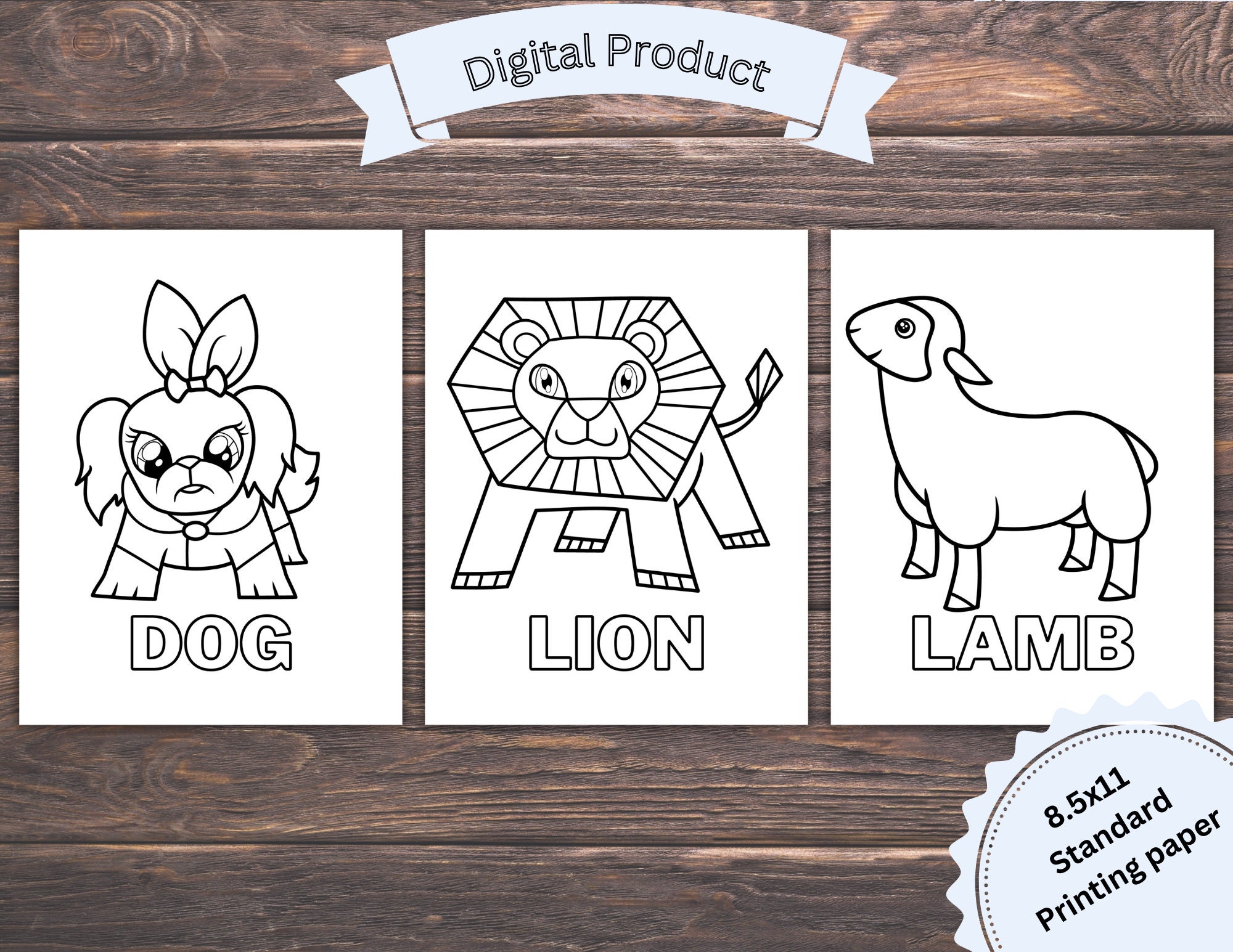 25 Printable Coloring Book, Pages Learning Animals, Kids Activity, for ...