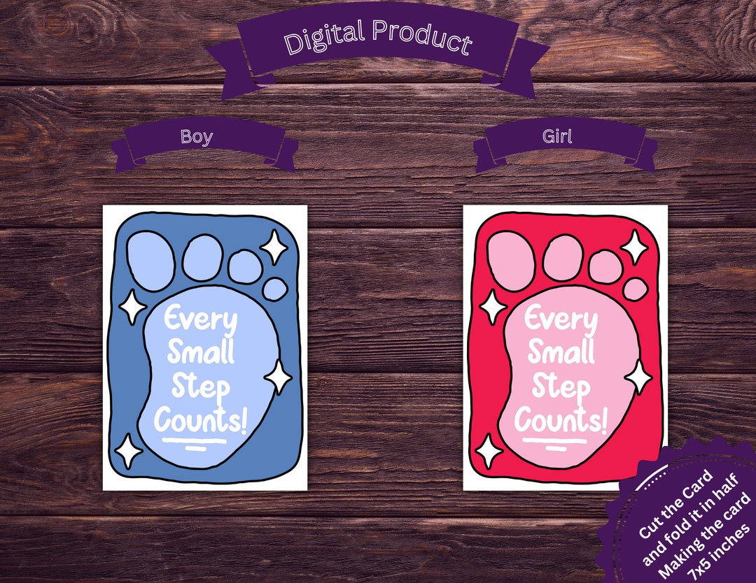 Printable Card, Every Small Step Counts, Congrats on Baby's First Steps ...