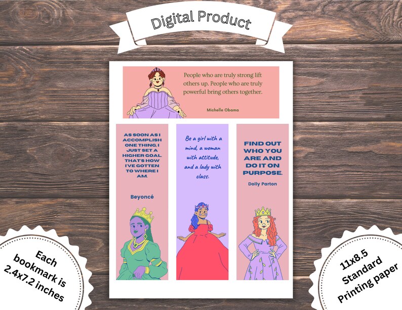 16 Printable Diverse Princess and Queen Bookmarks With Quotes Phrases ...