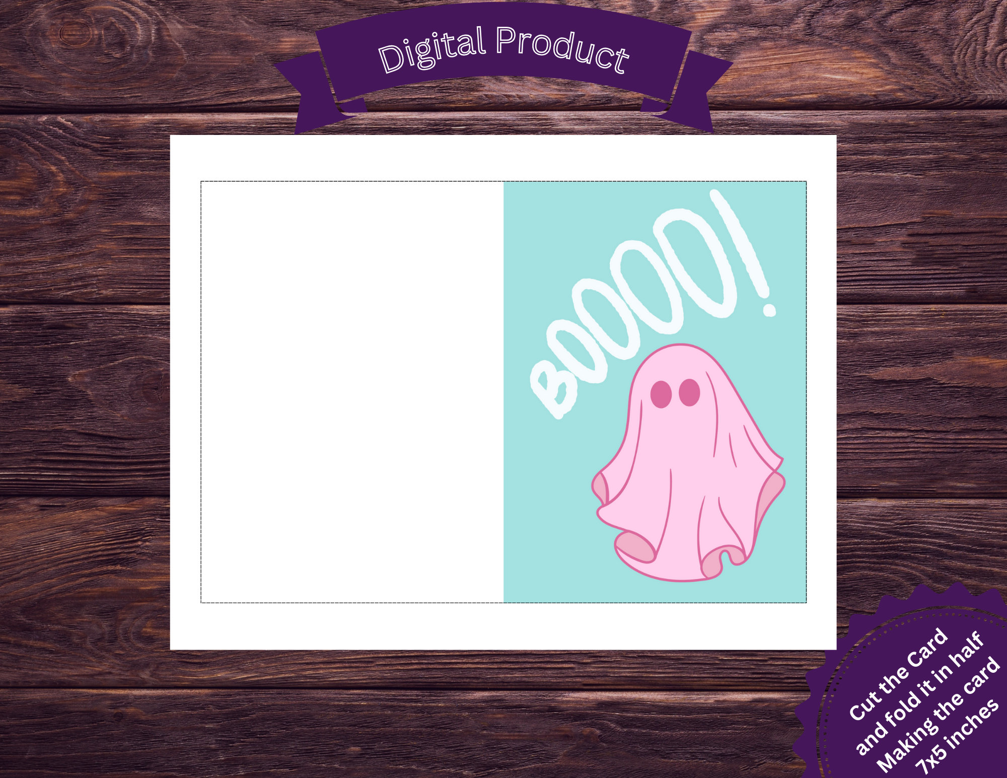2 Printable Cards, Ghost Card, Cute Card, Romantic Card, Halloween, Boo ...