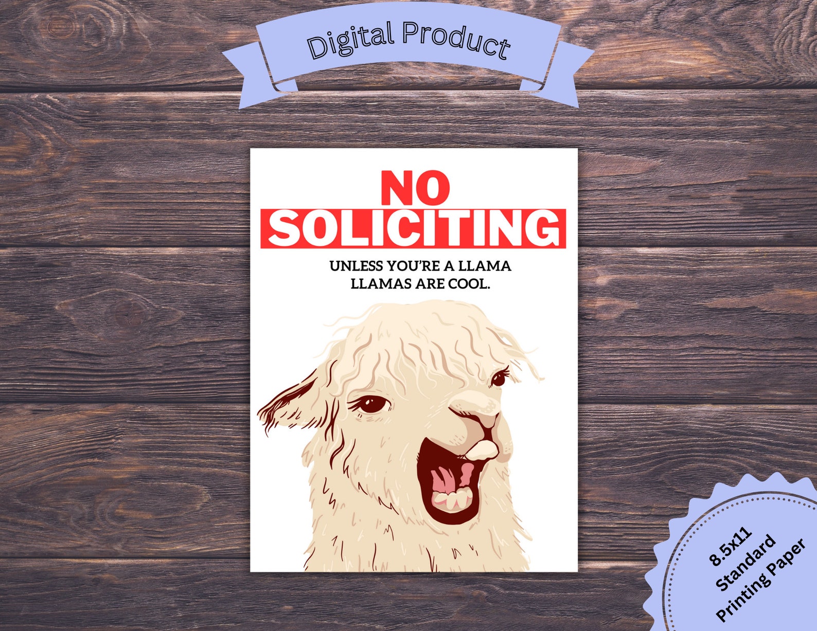 Printable No Soliciting Unless You're a Llama Llamas Are Cool, Print at ...