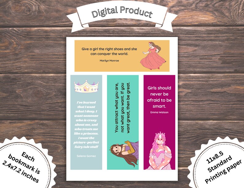 16 Printable Diverse Princess and Queen Bookmarks With Quotes, Phrases ...