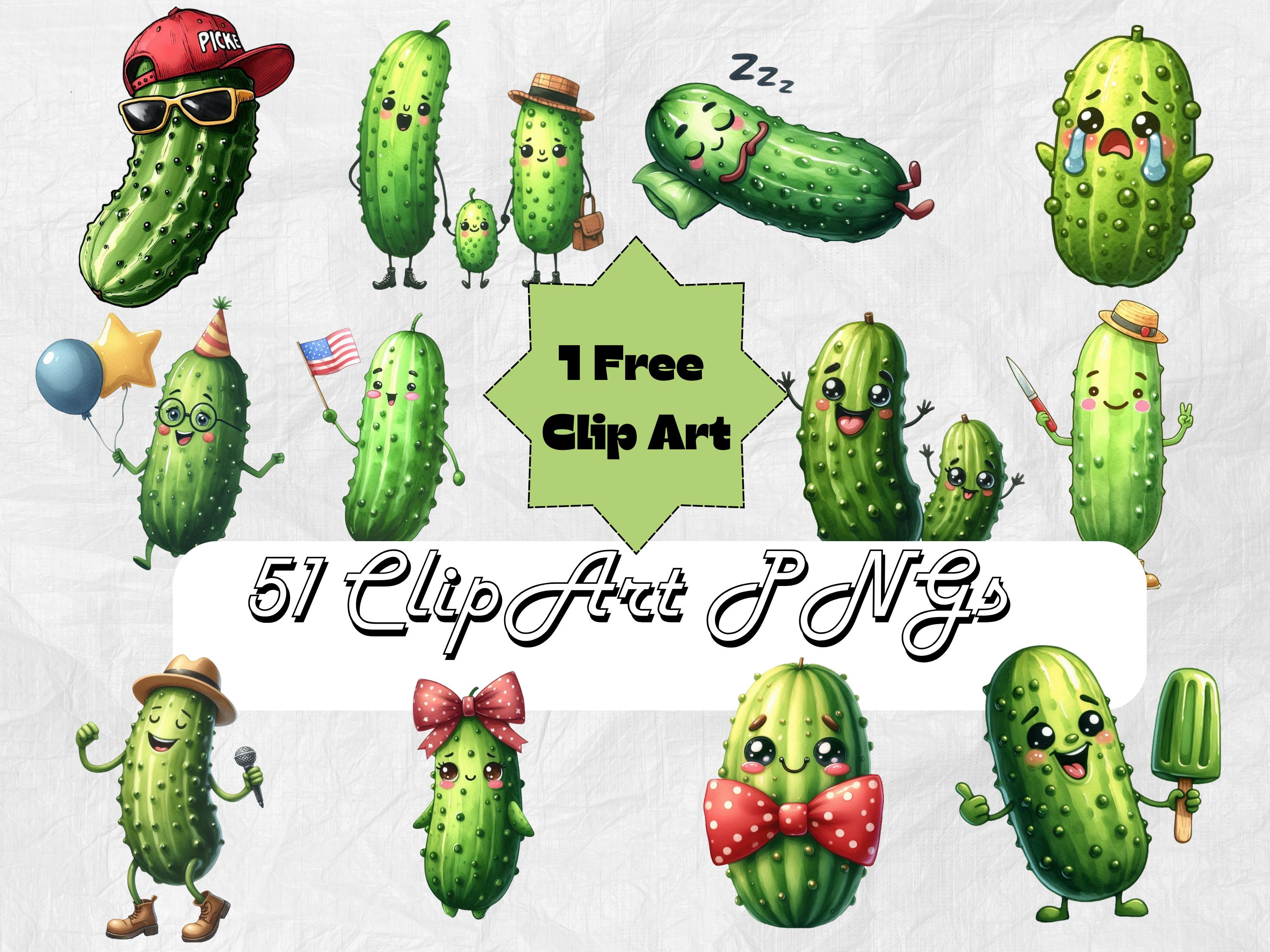 50 Pickle Characters Clipart PNG Watercolor Pickles Clip Art Painting ...