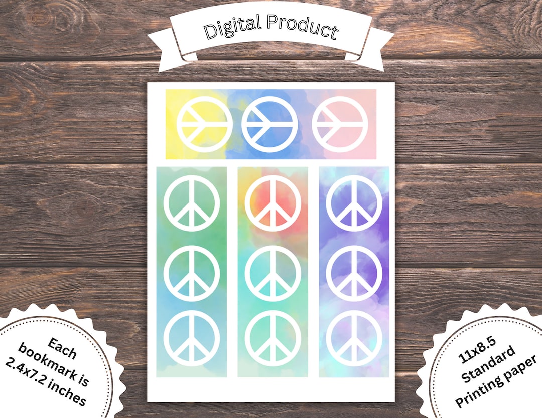 15 Printable Bookmarks Peace Signs, Hippie Themed, Peace Sign ...