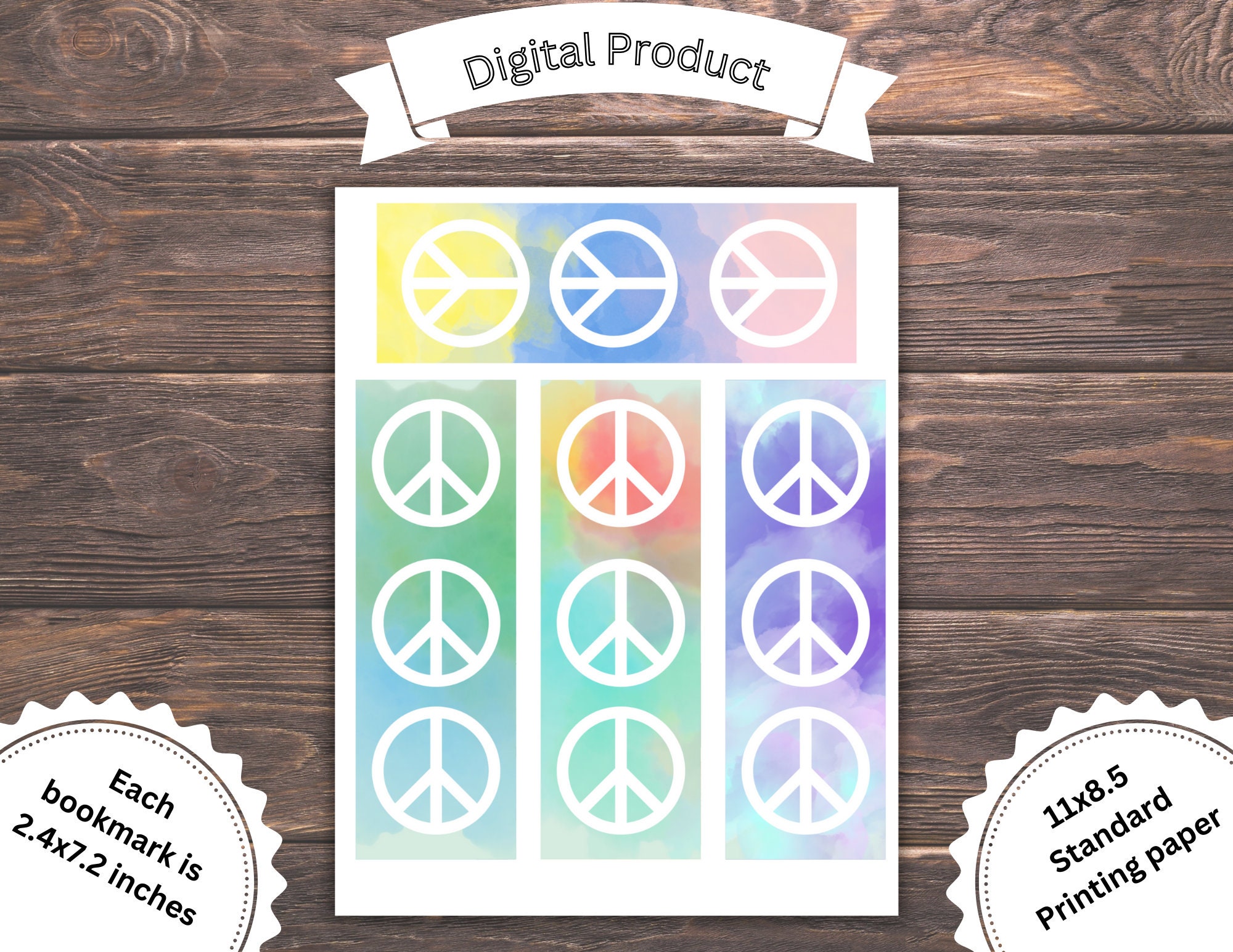 15 Printable Bookmarks Peace Signs, Hippie Themed, Peace Sign ...