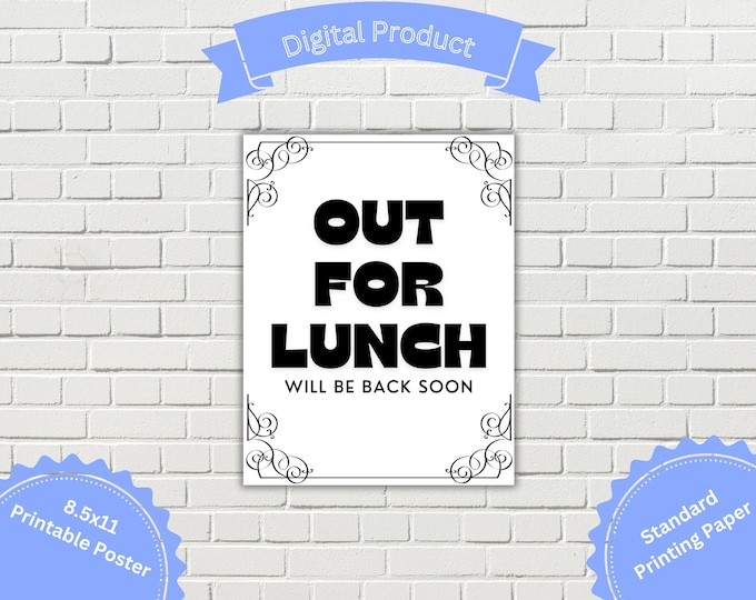 We Are on Our Lunch Break, Be Back at 2pm, Office Sign, Lunch Break ...
