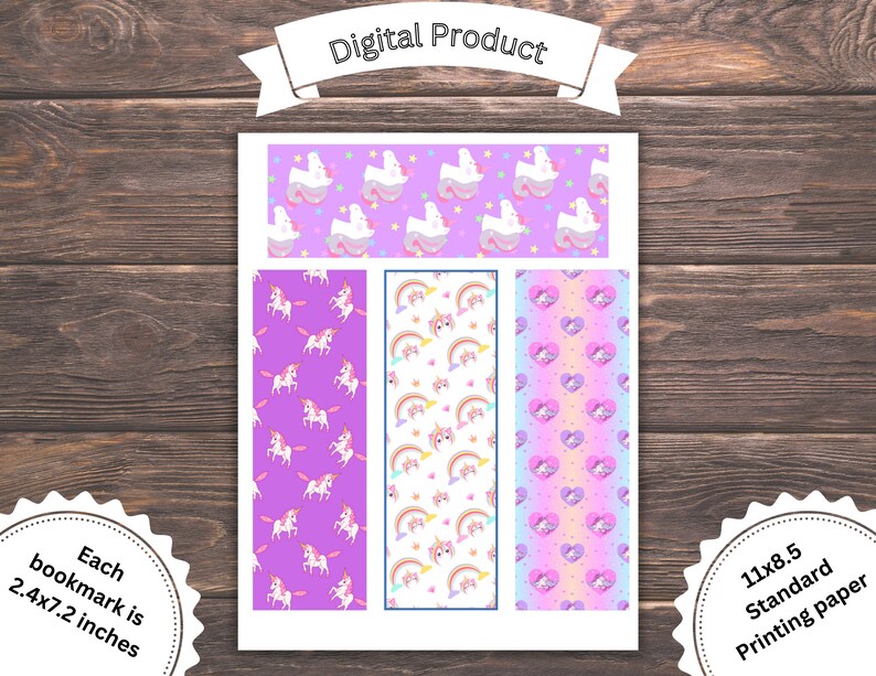 16 Printable Unicorn Bookmarks Girly Bookmarks Bookmarks Lot Cute ...
