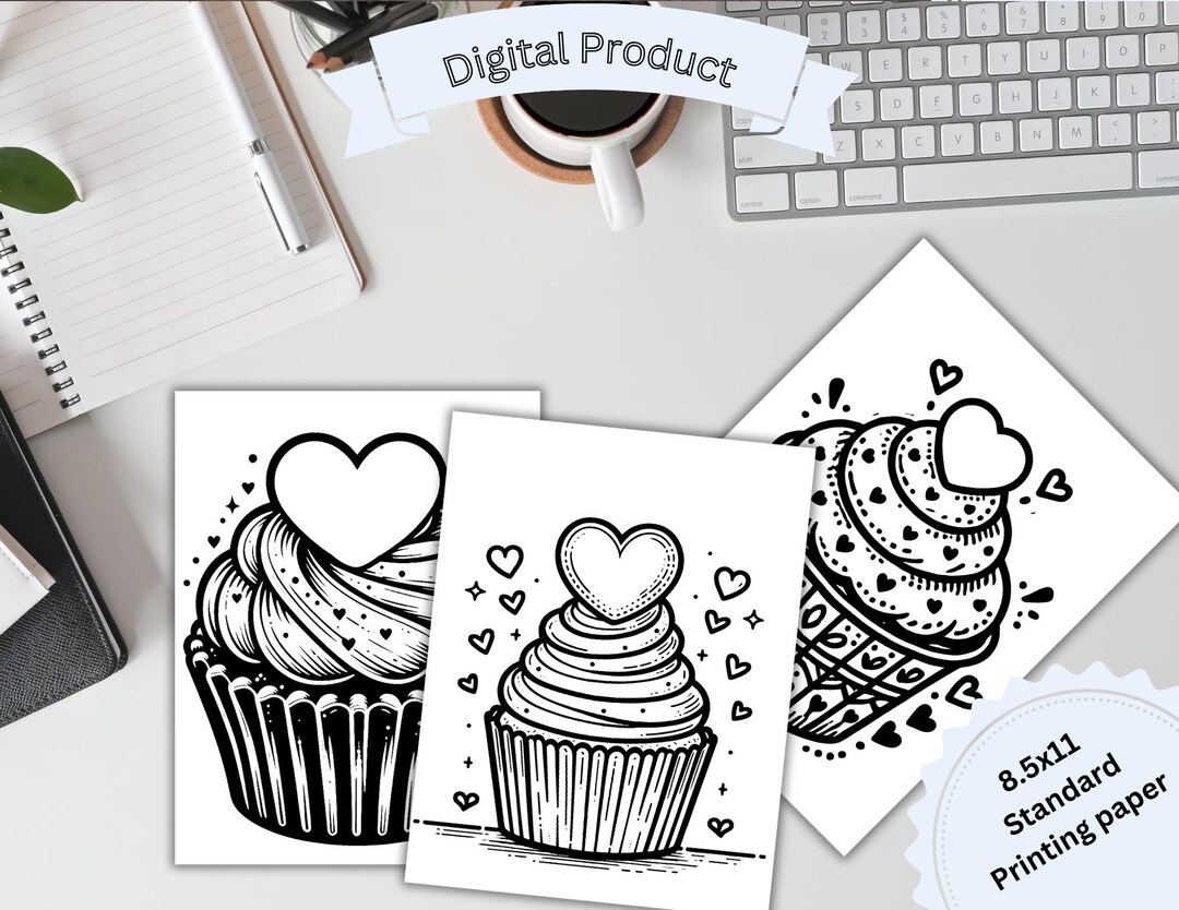 25 Printable Coloring Pages of Valentine Cupcakes Hearts Cute and ...