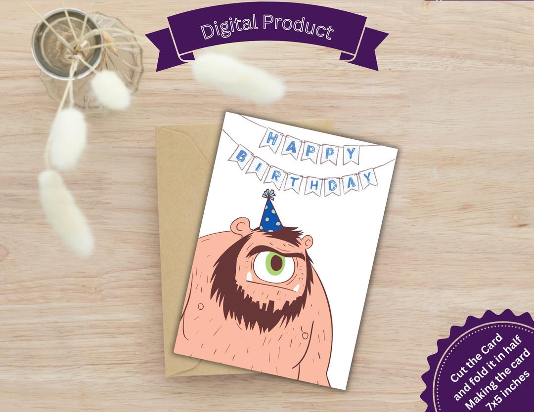 Funny Printable Birthday Card, Cyclops, for DND Fan, for Fantasy Fan ...