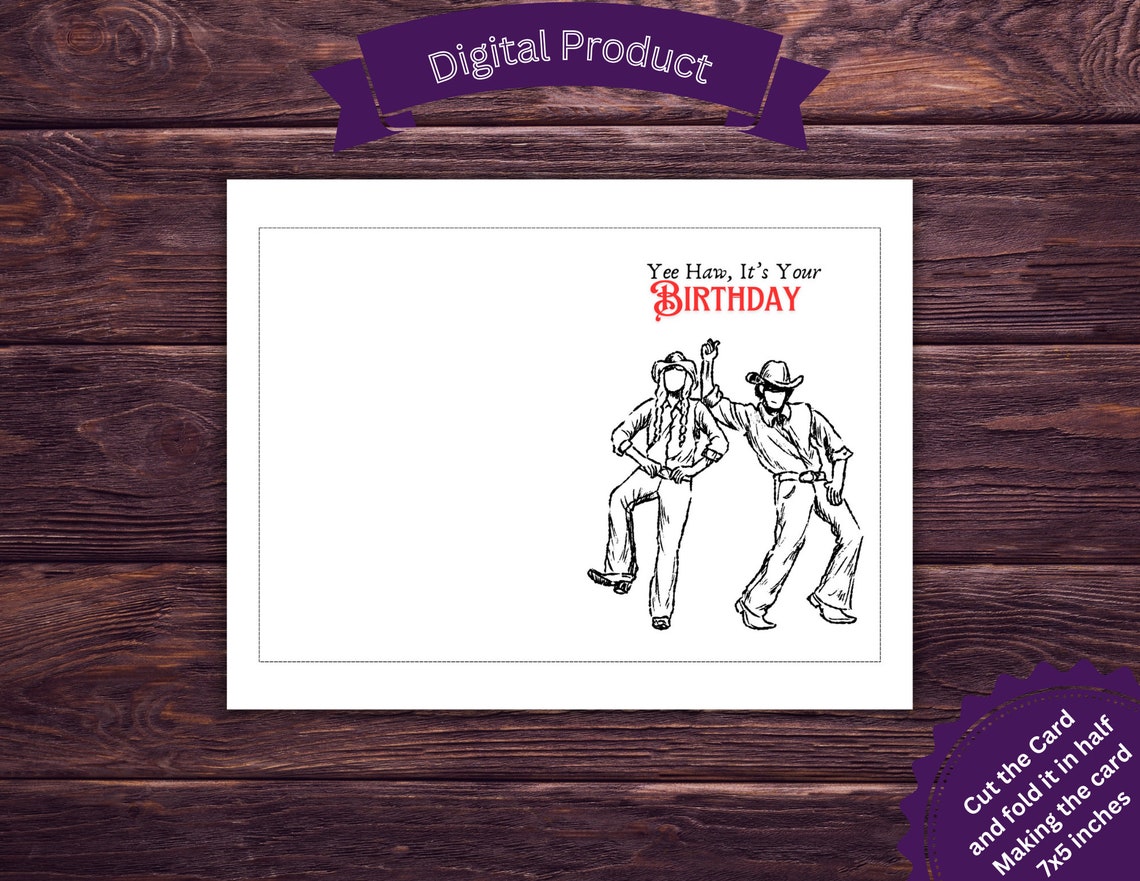 Printable Card Yee Haw I Heard It's Your Birthday, Cowboy, Cowgirl ...
