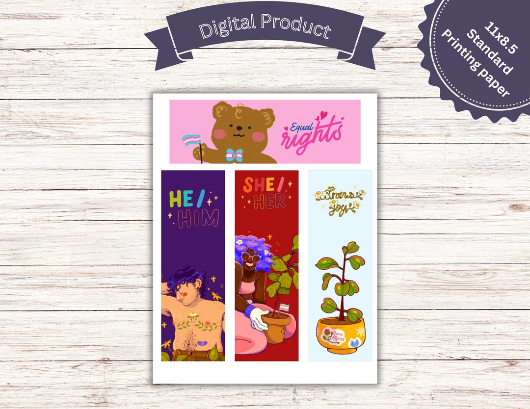 16 Printable Trans Rights Bookmarks, Trans Support, Transgender, Trans ...